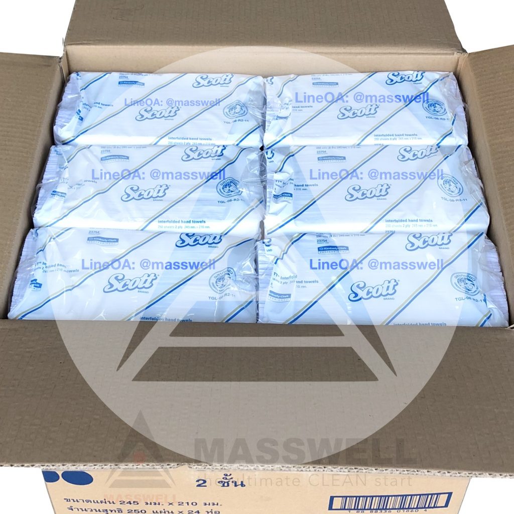 กระดาษเช็ดมือ Scott Interfold 2 ชั้น (6,000 แผ่น) | MasswellGroup.com